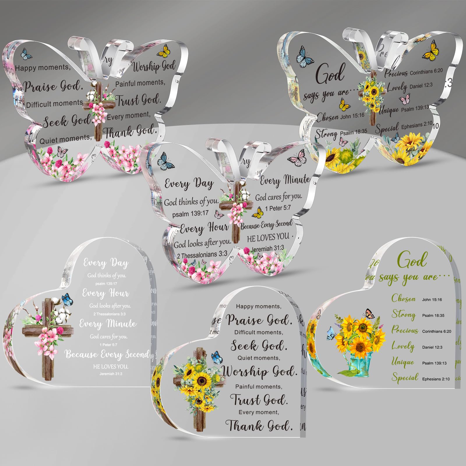 Amazon.com: Pinkunn 6 Pcs Acrylic Christian Gifts Religious Gifts for ...