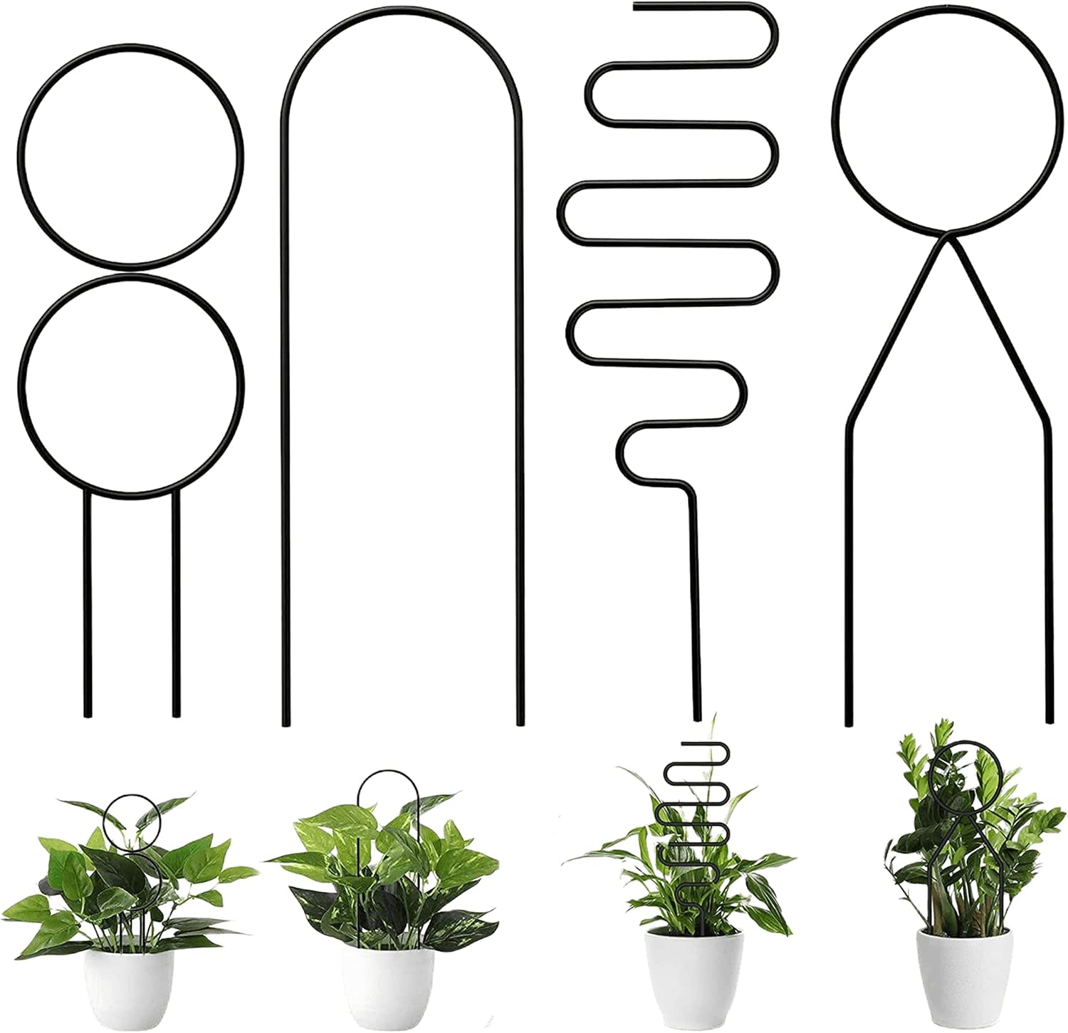 Amazon.com : 4 Pack Small Metal Plant Trellis for Climbing Plants ...