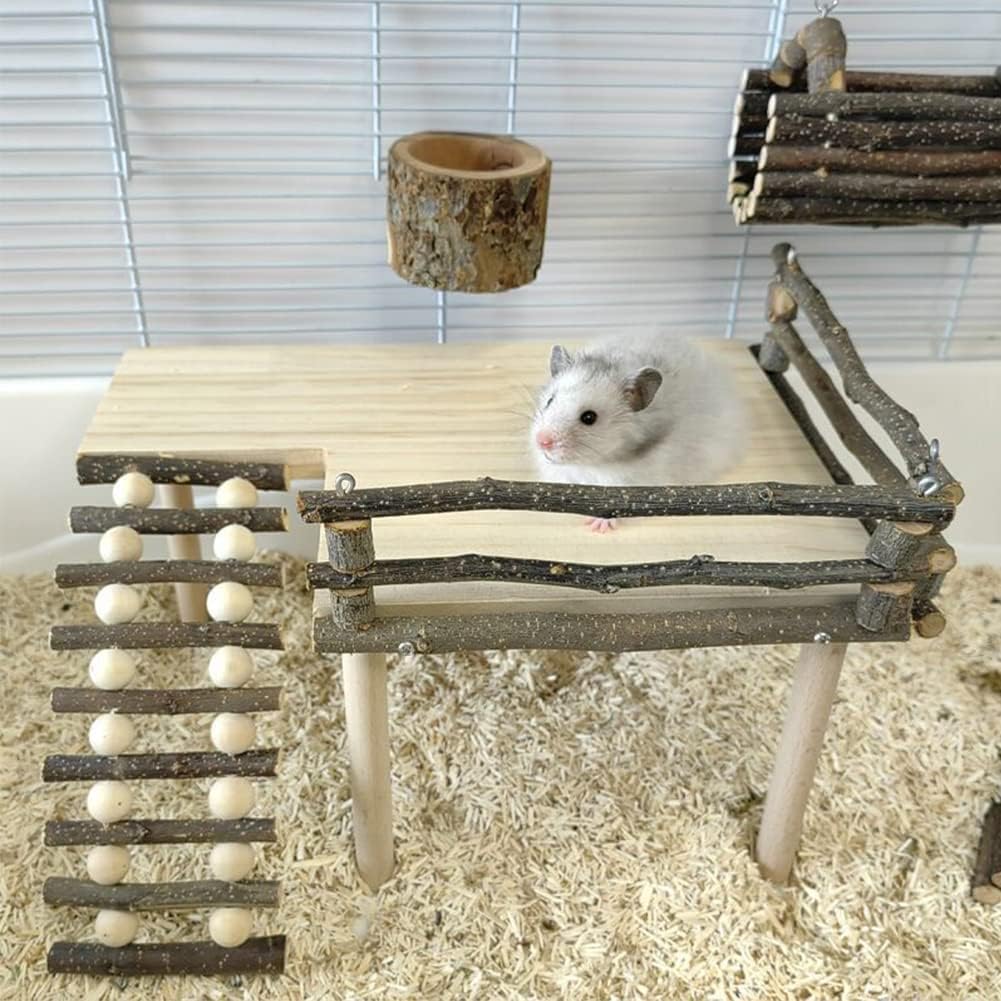 Amazon.com: Naiveferry Wooden Hamster Platform with Climbing Ladder ...