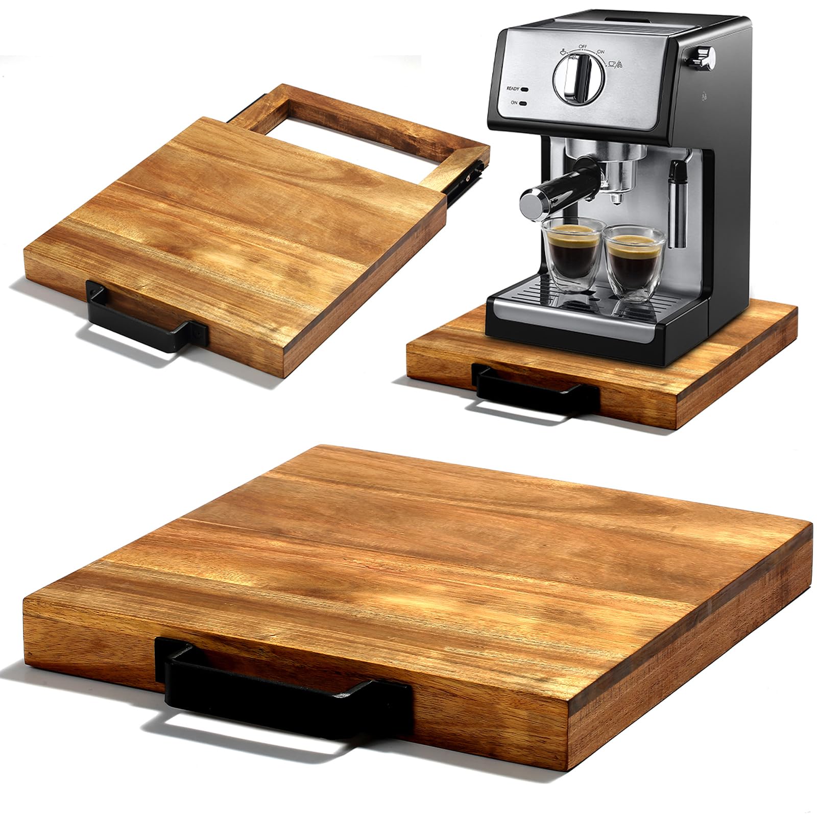 Amazon.com: EVERBBKING Natural Acacia Sliding Tray for Coffee Machine ...