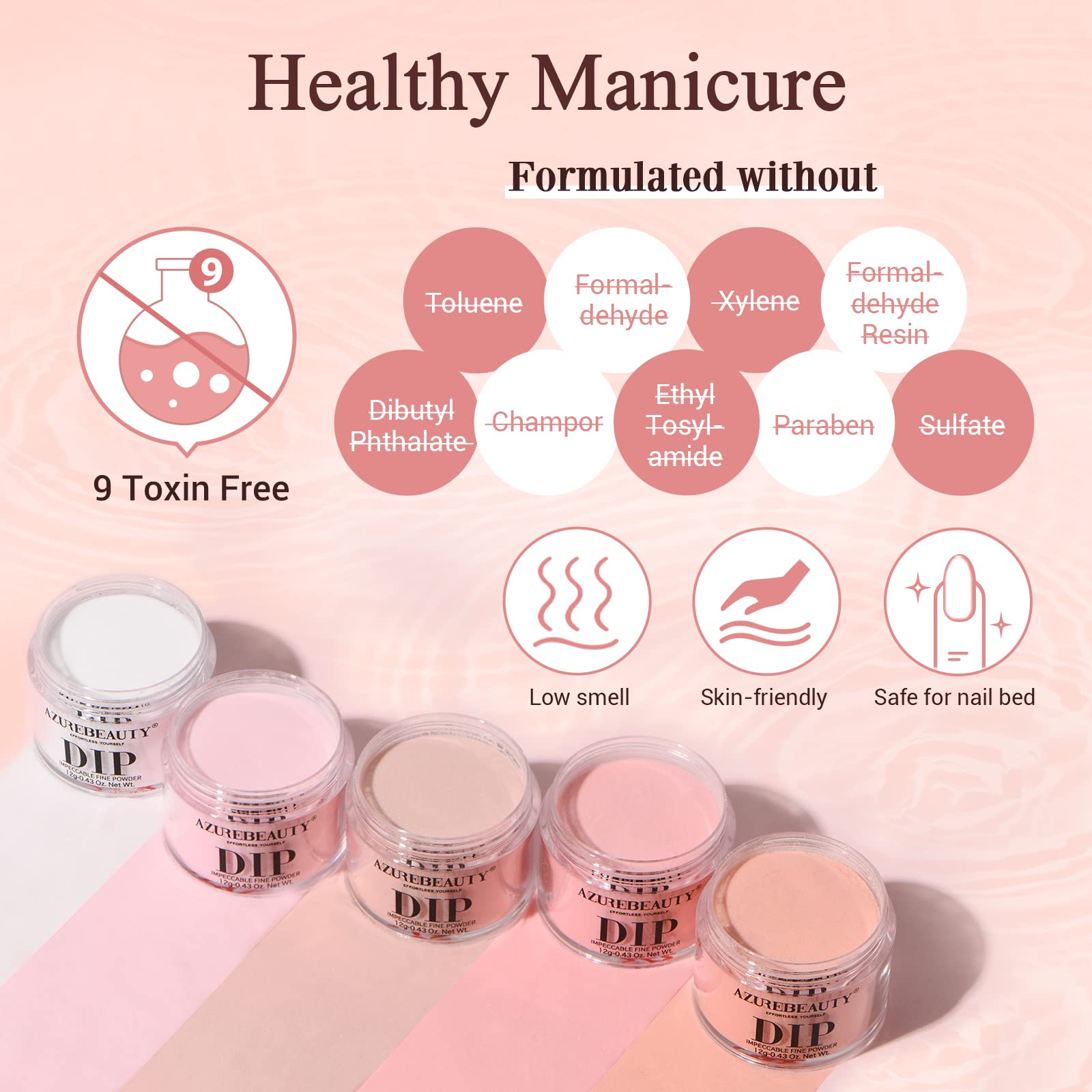 AZUREBEAUTY Dip Powder Nail Kit Starter 8 Translucent Nude White Pink ...