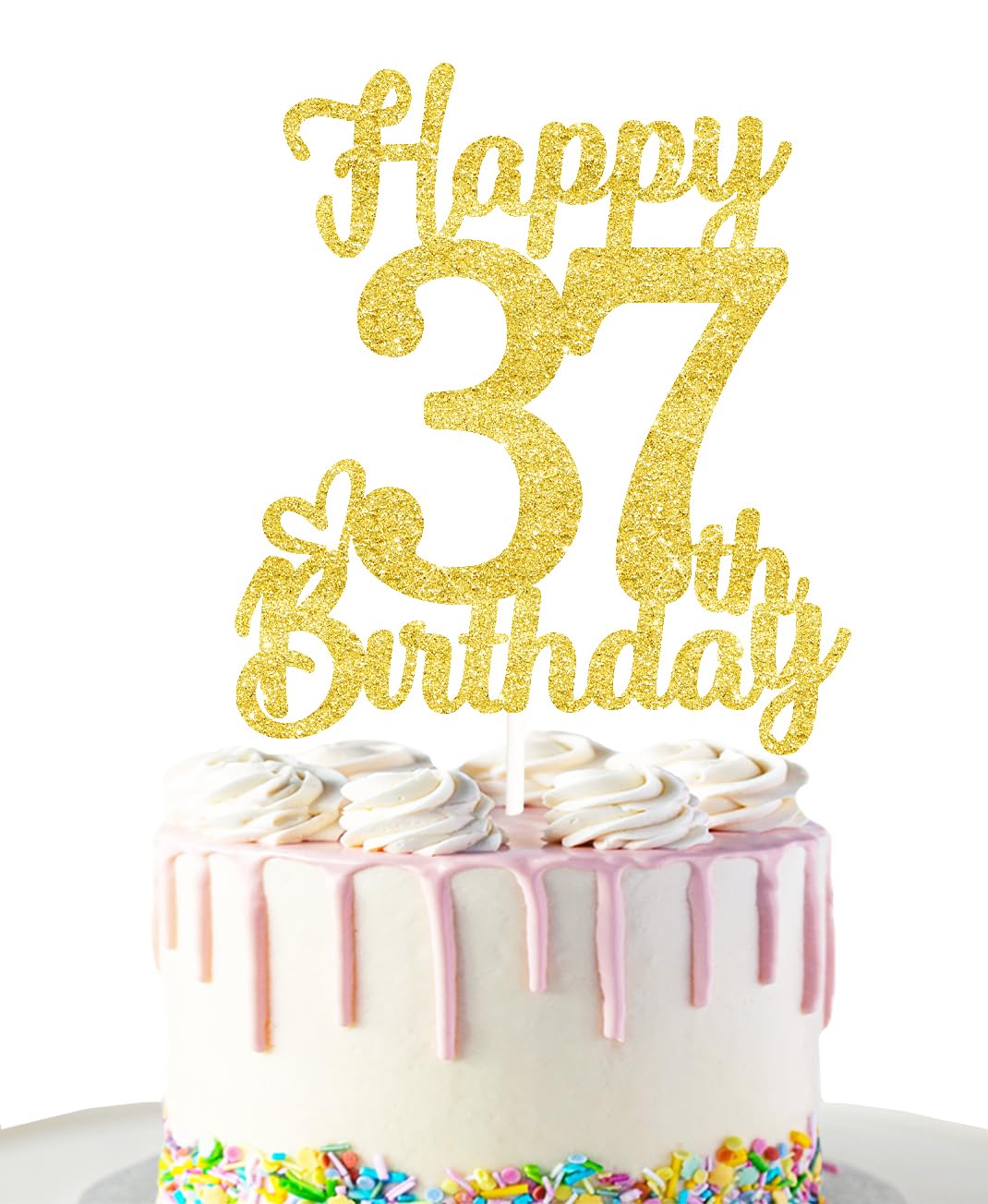 Snapklik.com : 37 Birthday Cake Toppers-Gold Glitter, 37th Cake Topper ...