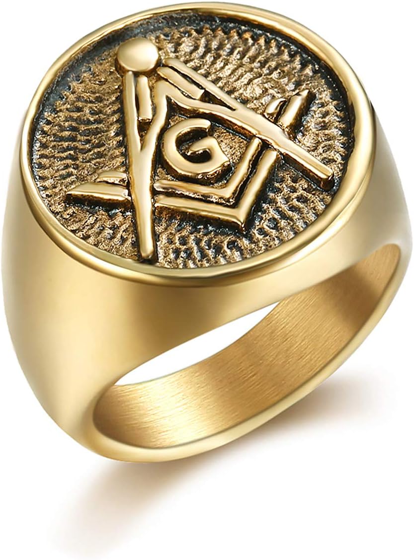 Lee Island Fashion 24K Gold Plated Freemason Symbol Masonic Stainless ...