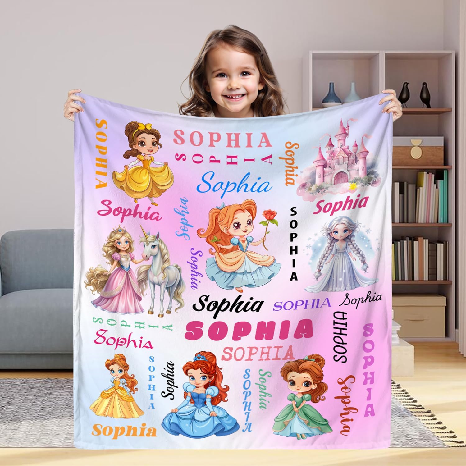 Amazon.com: Personalized Girl Blanket with Name, Custom Cute Pink ...