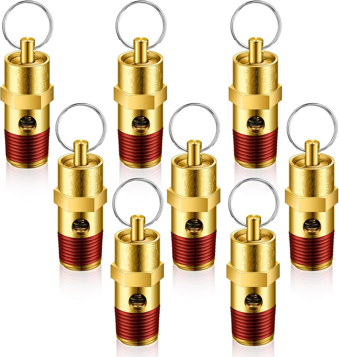 Bonuci 8 Pcs 1/4" Male NPT Safety Valve Air Compressor Pressure Relief ...