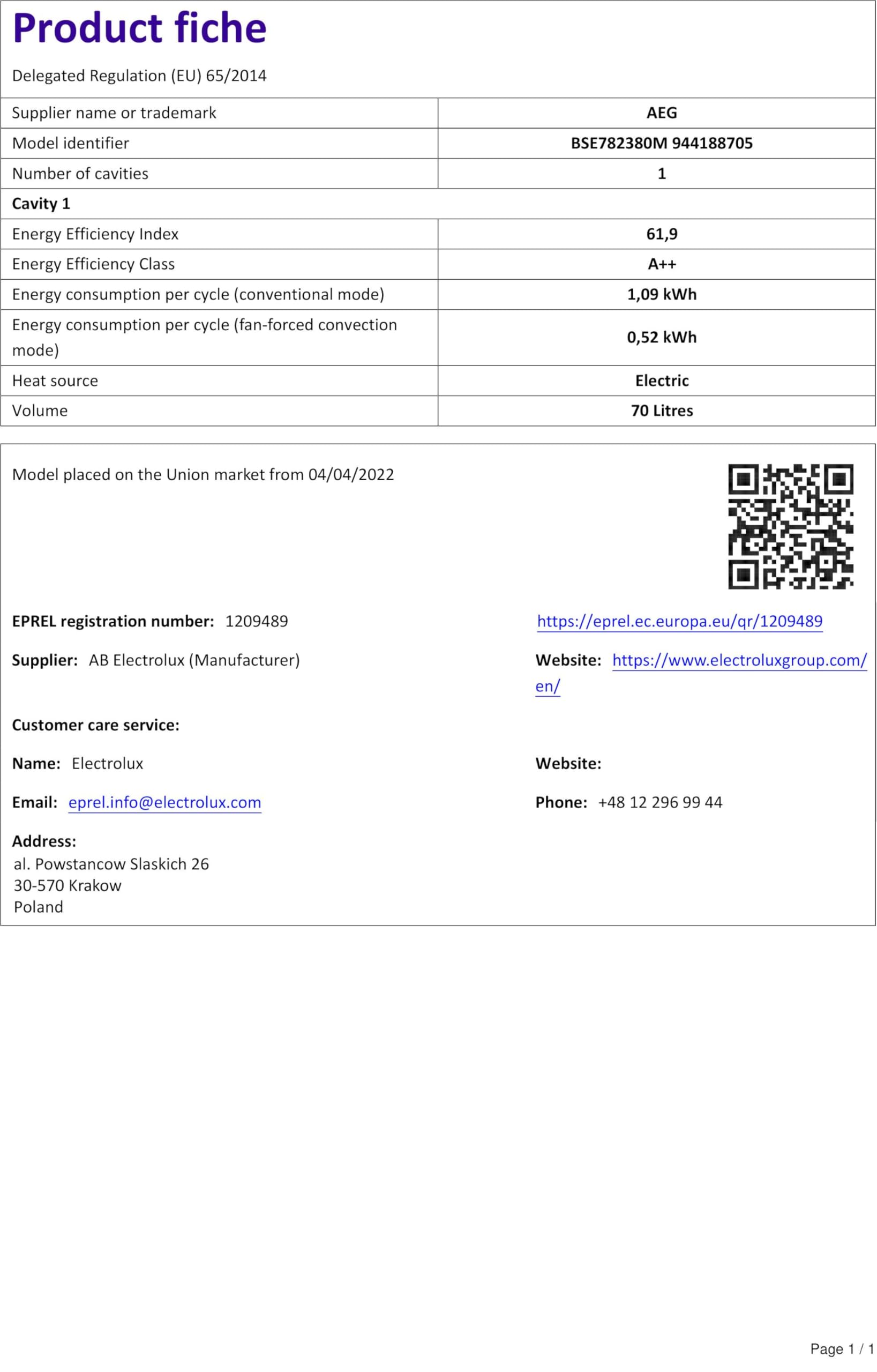 AEG 8000 SteamBoost Built In Oven BSE782380M, 70L Capacity, Steamify ...