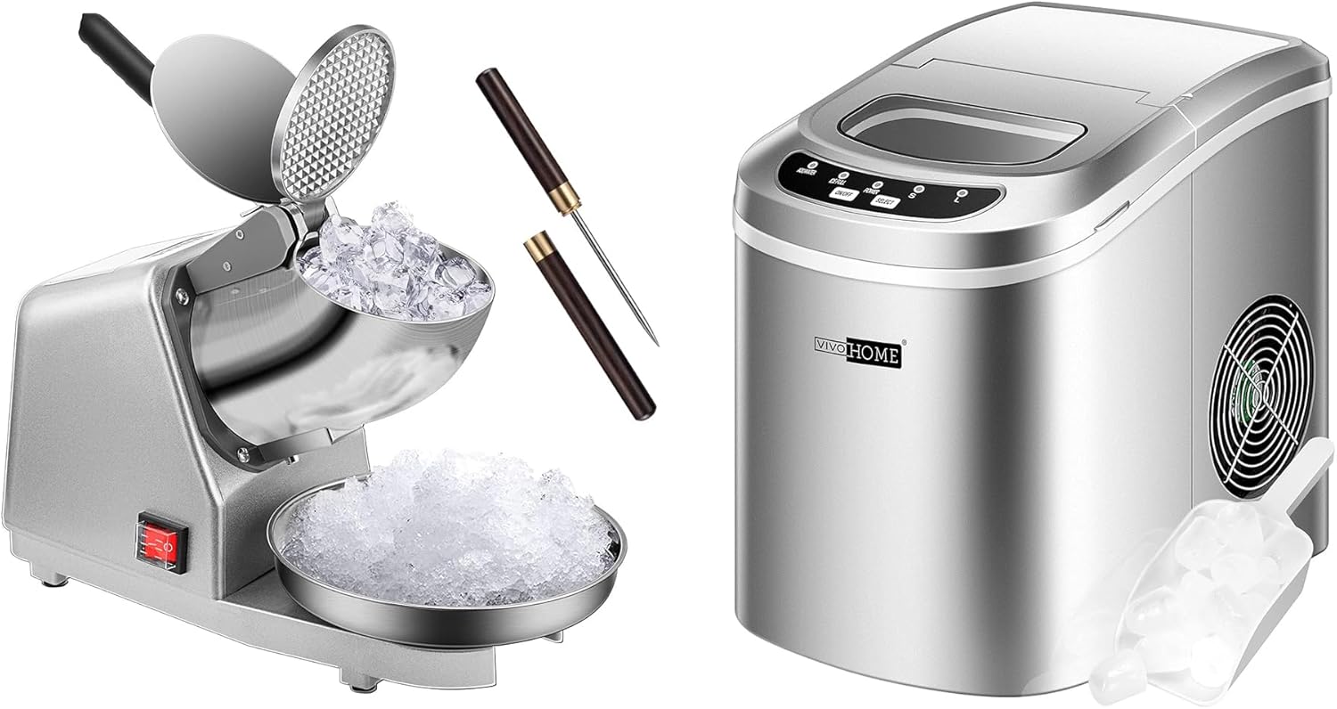 Amazon.com | VIVOHOME Electric Dual Blades Ice Crusher Silver 143lbs/hr ...