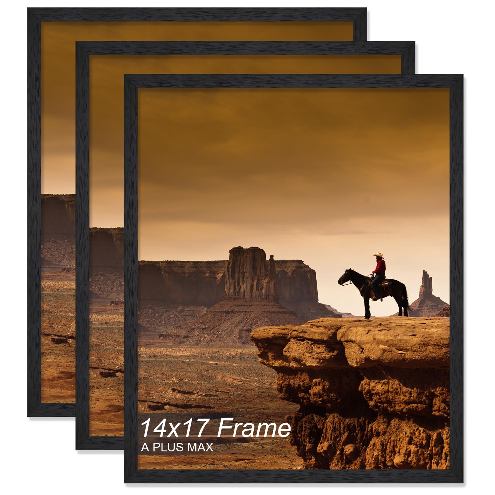 Amazon.com - A PLUS MAX 14x17 Picture Frame Set of 3, Black Engineered ...
