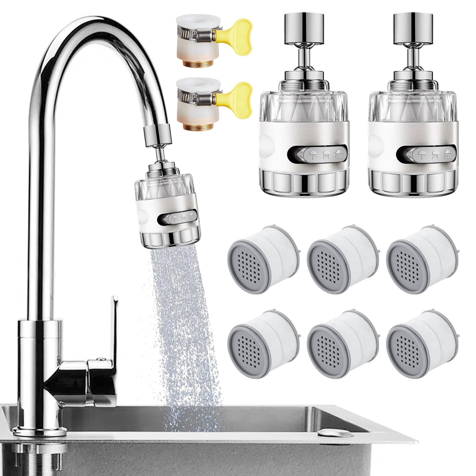 Snapklik.com : 2 Pack Sink Water Filter Faucet, Universal 360 Rotating ...