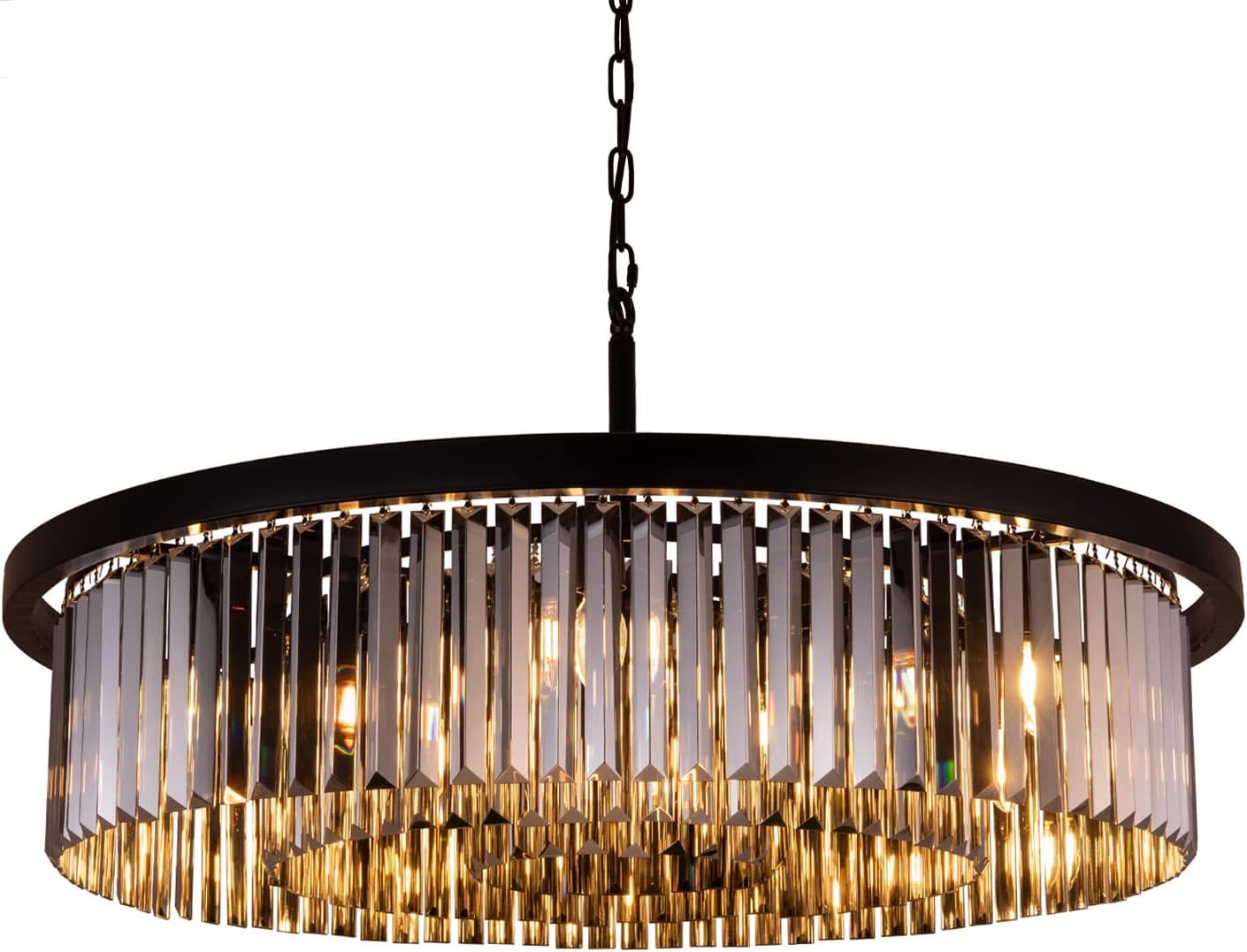 Vintage-Inspired Textured Glass Chandelier, Hand-Pressed Pattern Light ...