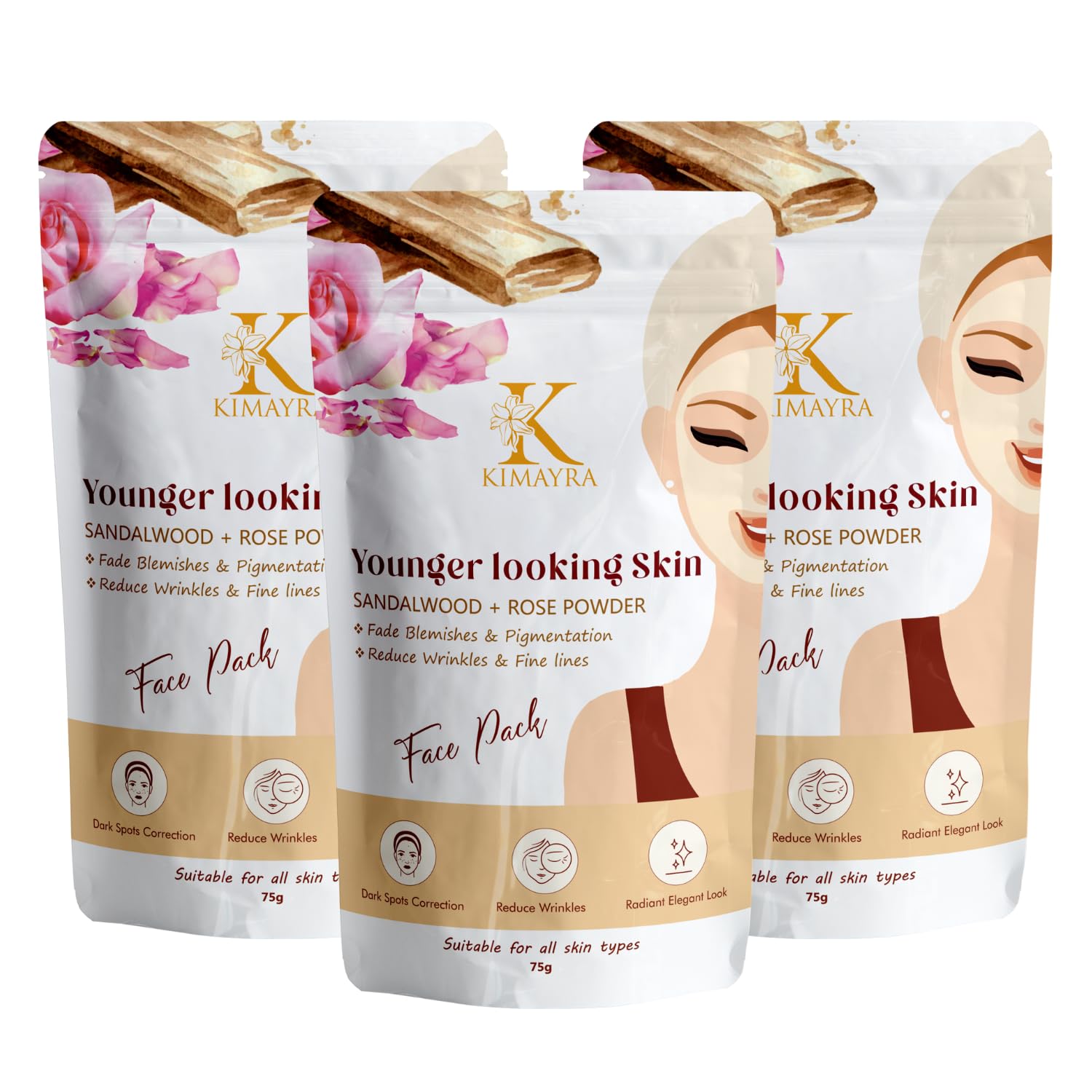 Kimayra Sandalwood + Rose Face Pack Powder For Skin Lightening | Helps ...