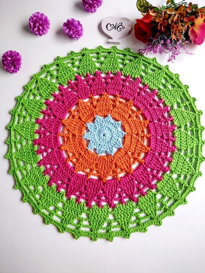 Buy Kavya Craft Present Greek Eye Color Woollen Handmade Crochet Table ...