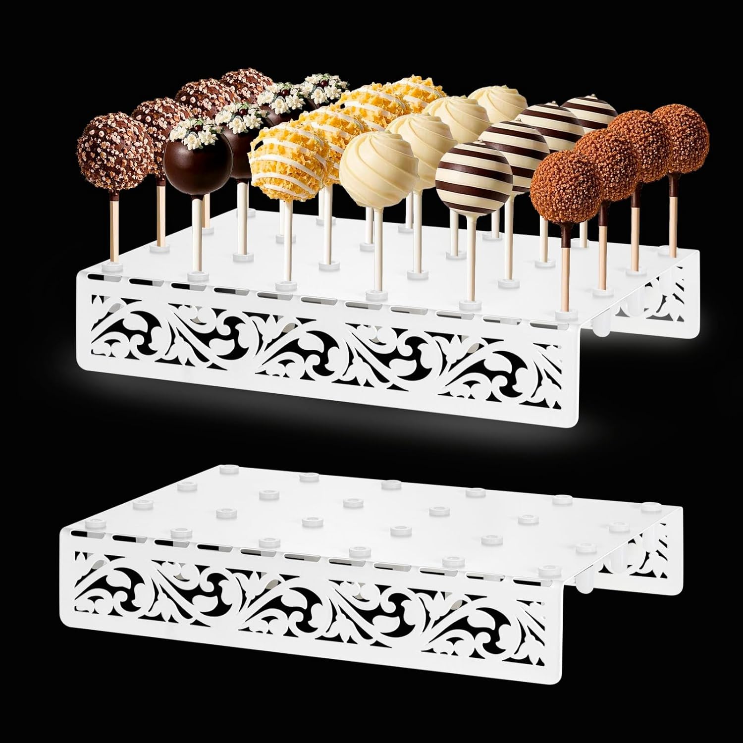 Amazon.com: WOPARTY 2 Pack White Metal Cake Pop Display Stand, Holds 48 ...