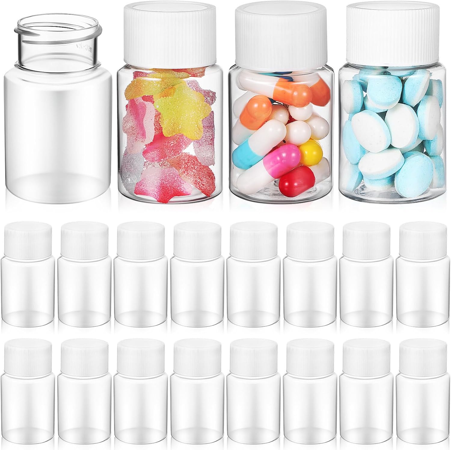 iplusmile 20Pcs 30ml Clear Pill Bottles Container, Empty Refillable ...