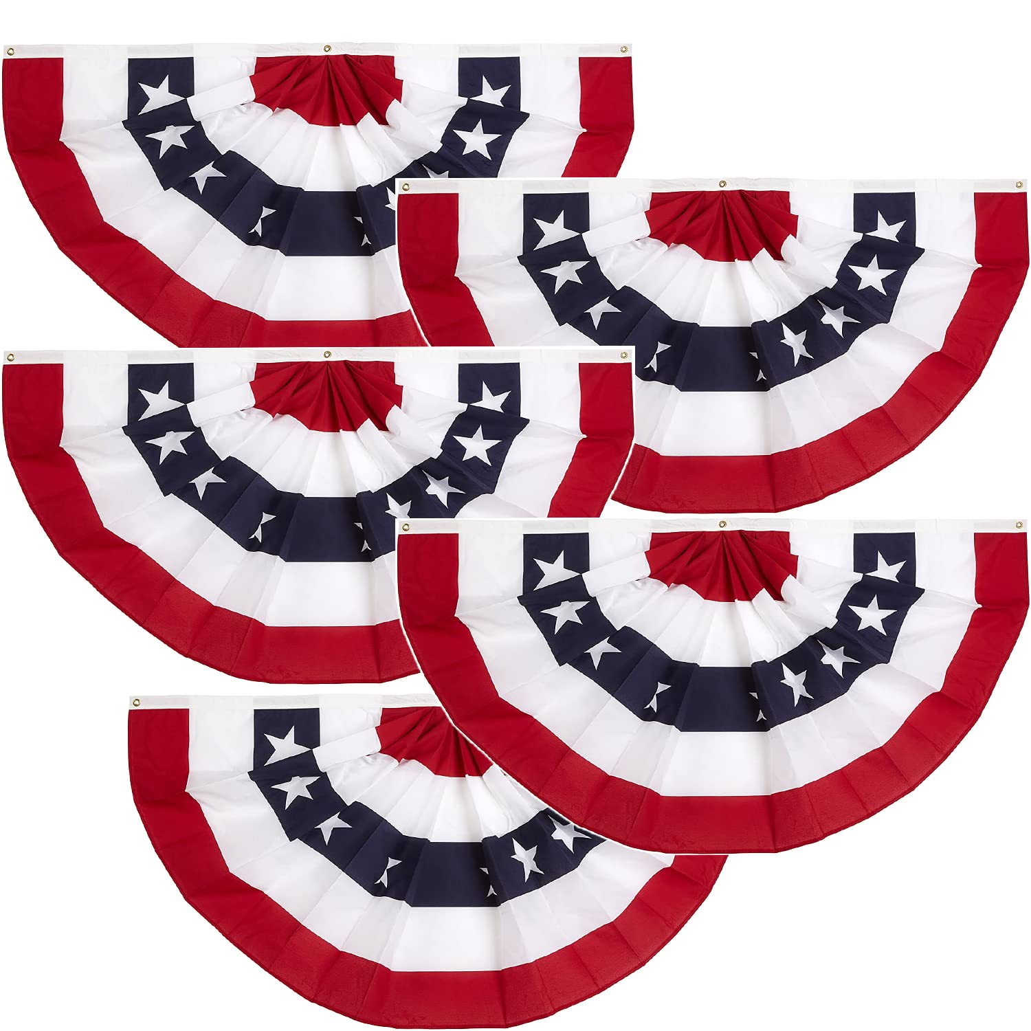 5-Pack American flags 1.5x3 ft Bunting Flag - Half Fan Banner Pleated Patriotic Polyester USA ...