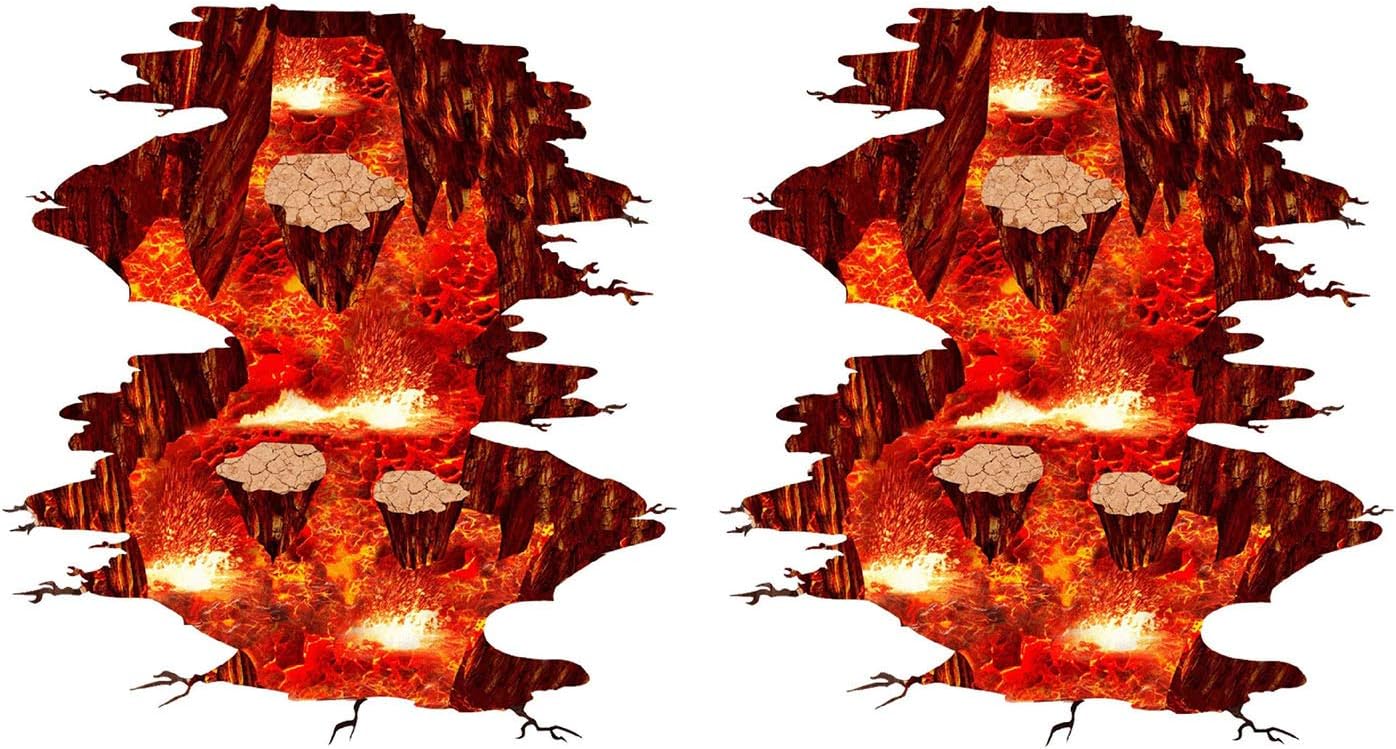 Amazon.com: SENGTER 3D Wall Decals Removable Floor Flame & Lava Wall ...