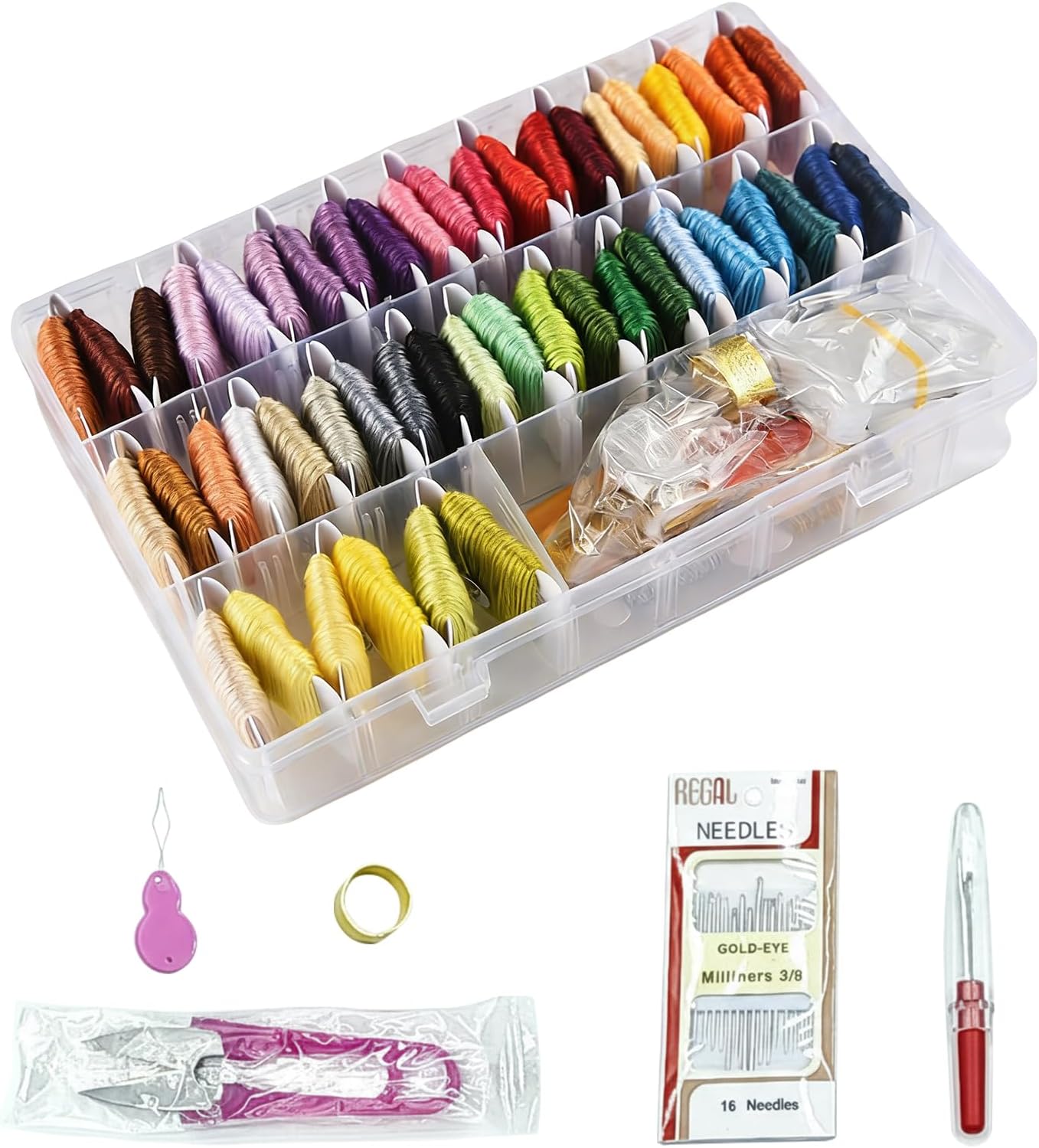 Amazon.com: Embroidery Thread Kit with 50 Colors Cross Stitch Thread ...