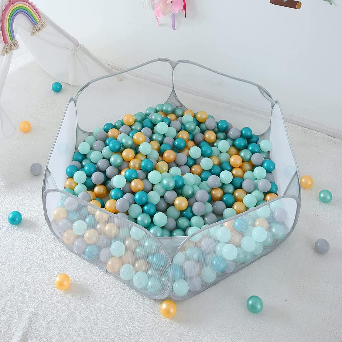 Kids Ball Pit, Pop Up Toddler Ball Pits Tent for Toddlers Girls Boys ...
