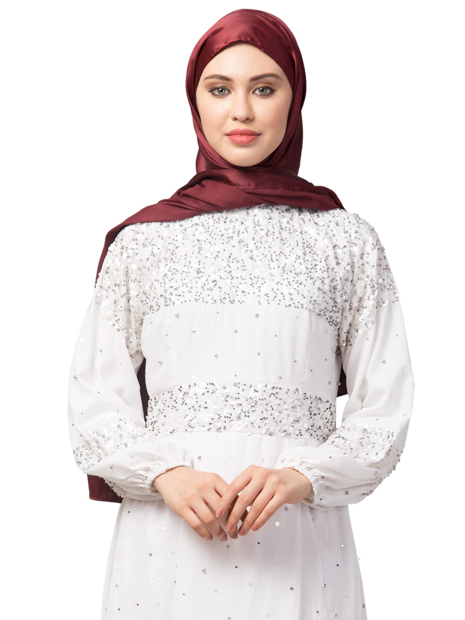 Buy Hijab World Royal Touch Silky Shiny Solid Hijab (Scarlet Maroon) at ...