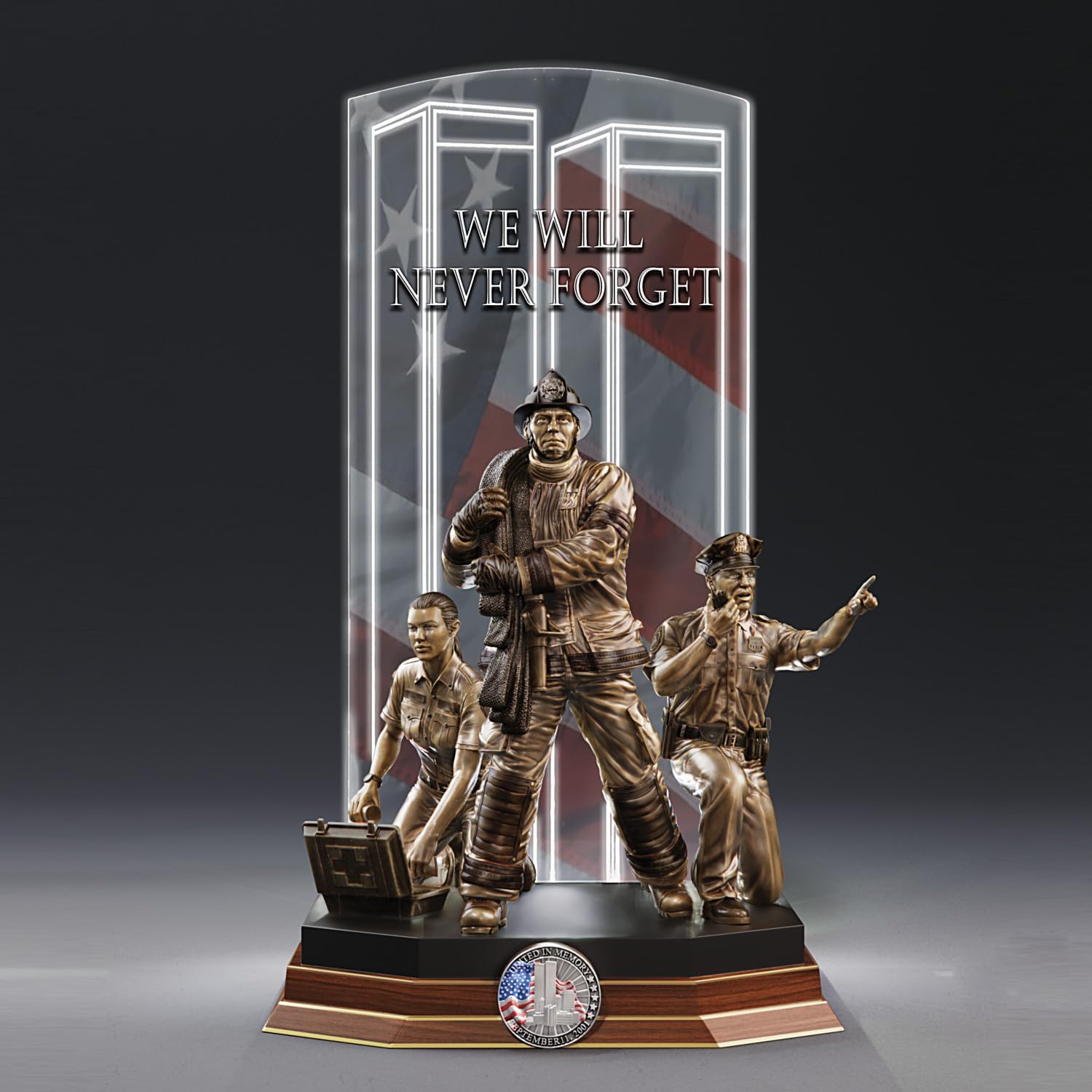 Amazon.com: Heroes of 9/11 Illuminated Tribute Sculpture Featuring Hand ...