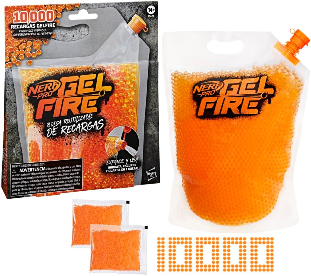 NERF Pro Gelfire - Bolsa Reutilizable de recargas - 10.000 recargas ...
