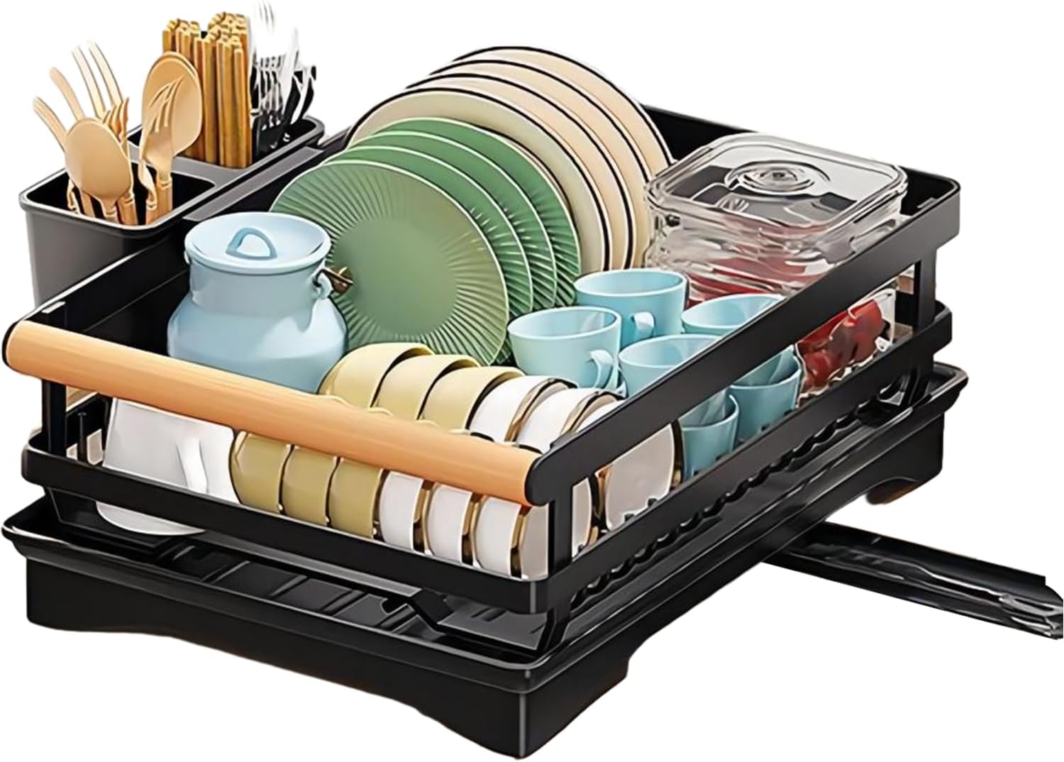 Amazon.com - BAKOUSTAR Modern Wood Handle Dish Racks for Kitchen ...