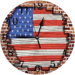 Amazon.com: SARNFANS USA Wall Clock Fourth of July Independence Day ...
