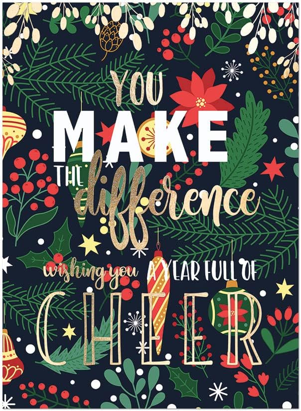 Amazon.com : 25 Employee Holiday Cards - Cheerful Holly Design with ...