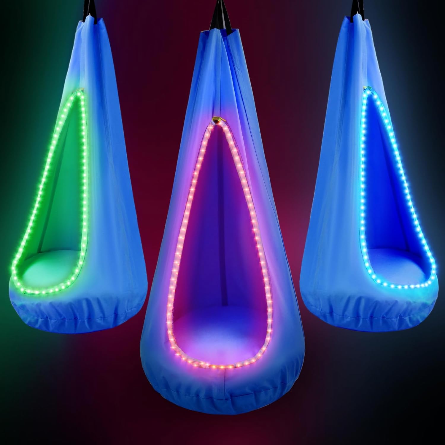 AIHSUMC Light Up Kids Pod Swing Seat, Hanging Hammock Chair with LED ...