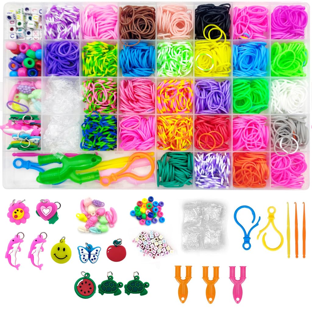 Venzina 2500Pcs+ Loom Bands Kit For Kids Girls, Rainbow Looms Rubber ...