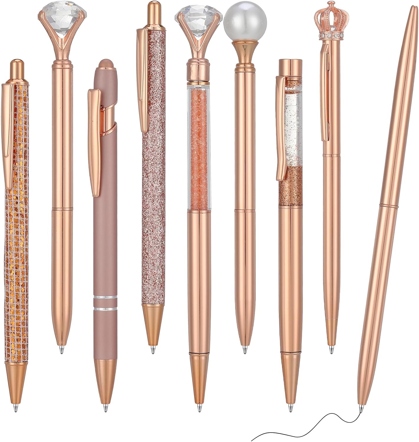 Amazon.com : FANKUTOYS 9 Pcs Ballpoint Pens Rose Gold Set Fancy Pens ...