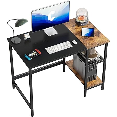 Amazon.com: SINPAID Computer Desk 40 inches with 2-Tier Shelves Sturdy ...