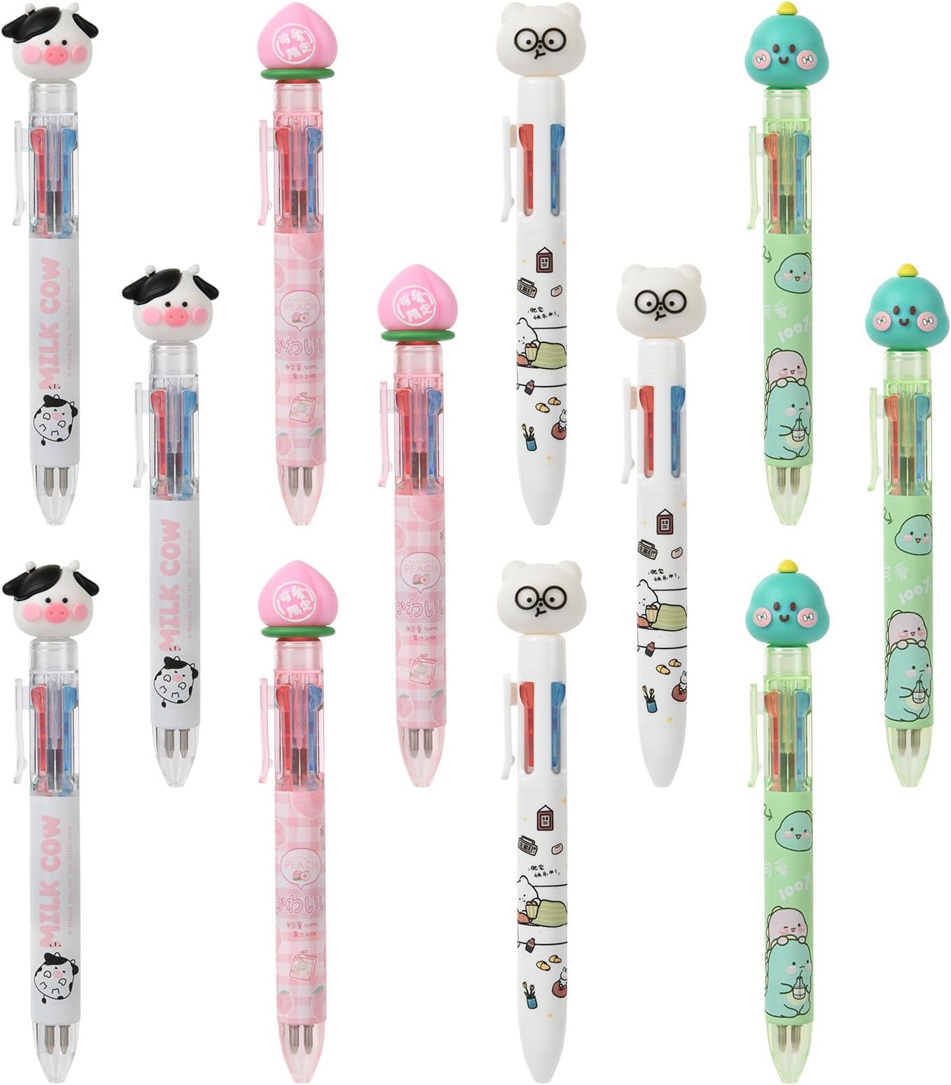 AUAUY Cute Multicolor Ballpoint Pen, 32Pcs Fun Cartoon 4 Color Pen Set ...