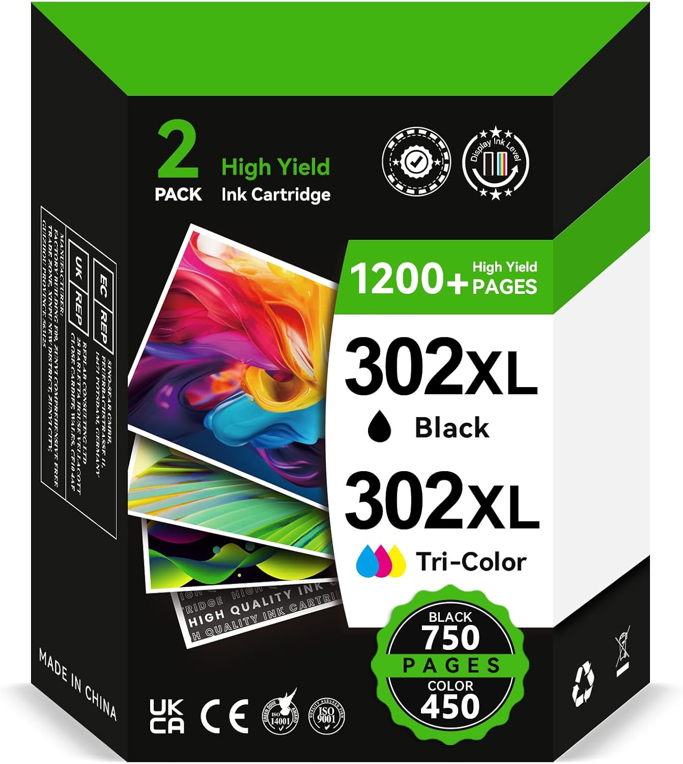 302XL High Yeild Ink Cartridges Black and Tri-Colour, Replacement for ...