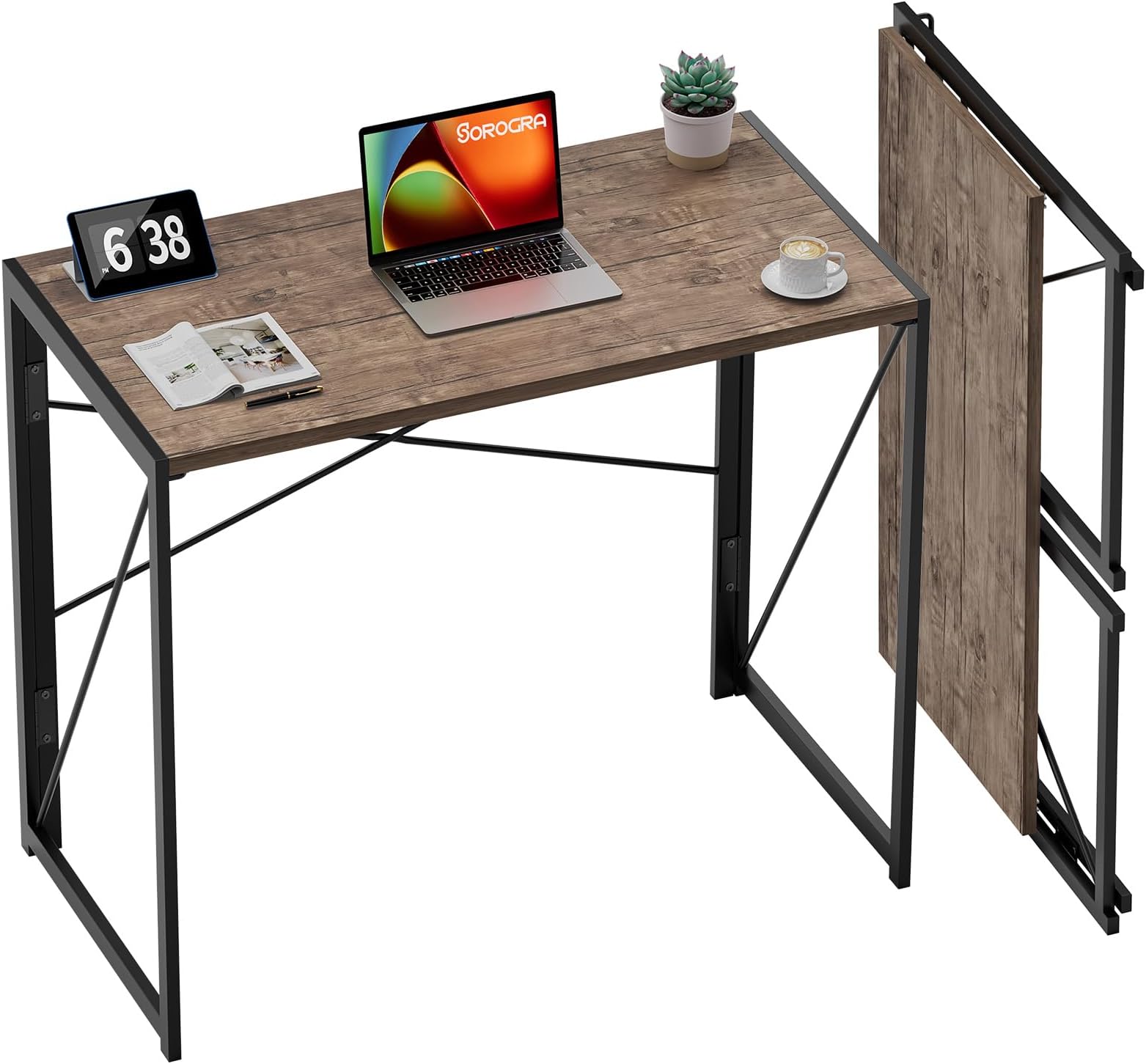 Amazon.com: 4NM 23.6" Mobile Small Folding Desk, Adjustable Rolling ...