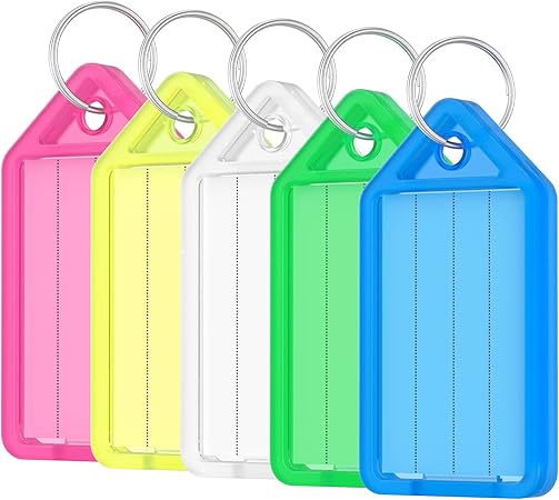 Amazon.com : Uniclife 20 Pieces Key Tags 2 Inch Plastic Key Chain Tags ...