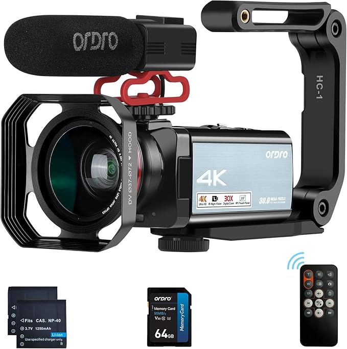 Amazon.com : ORDRO 4K Camcorder Video Camera New 1080P 60FPS 30X ...