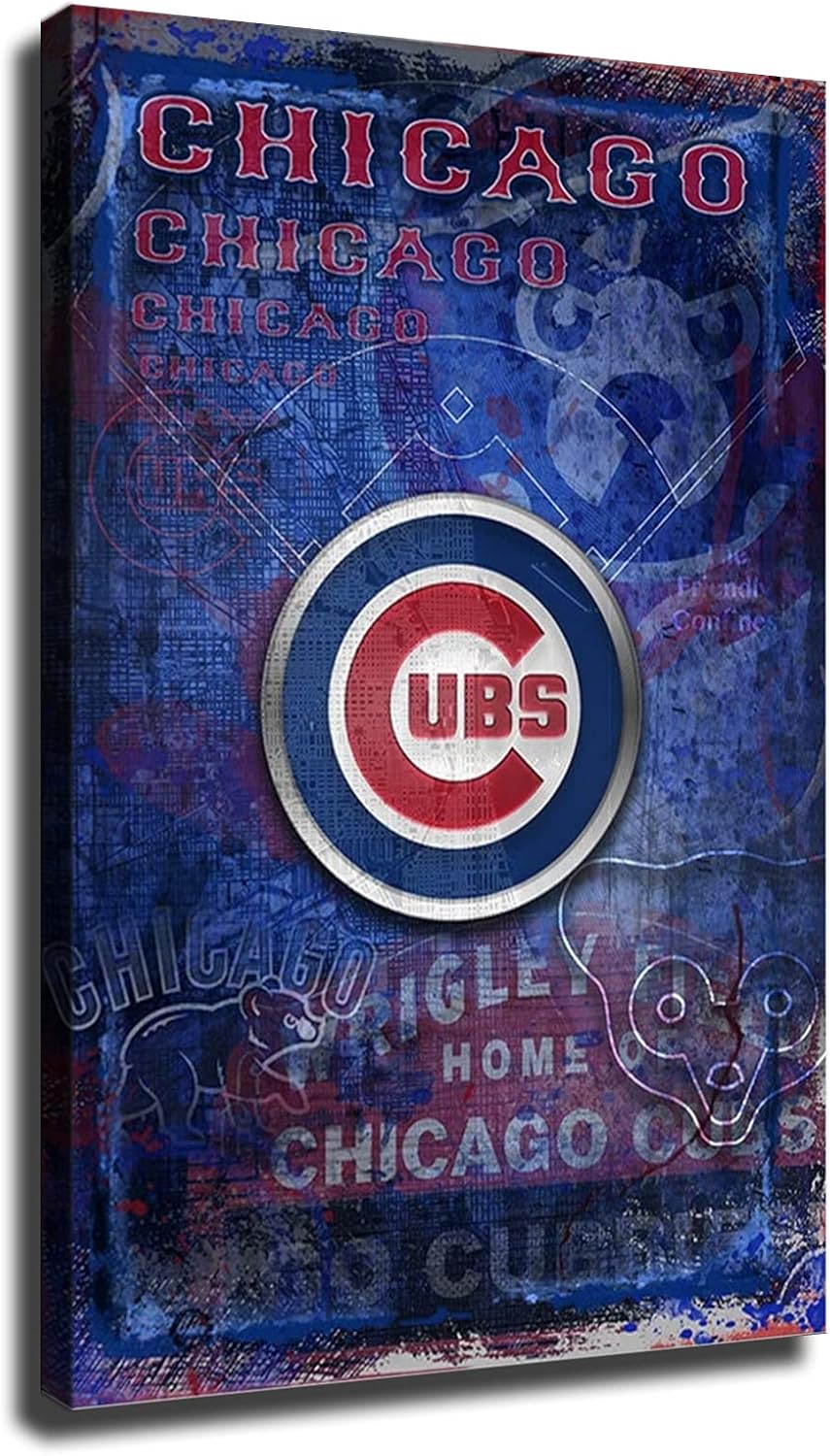 Amazon.com: Chicago Cubs Baseball Poster Sports Canvas Wall Art Pattern ...