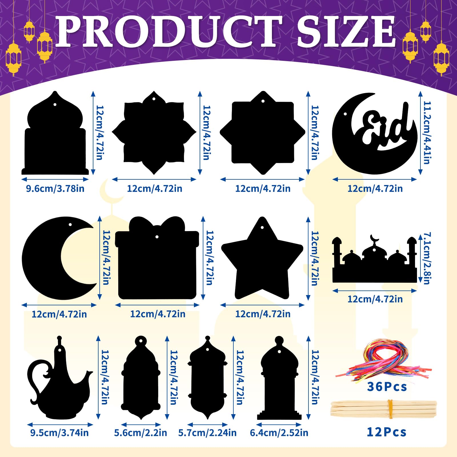 Snapklik.com : 36 PCS Ramadan Crafts For Kids, Rainbow Scratch Paper ...