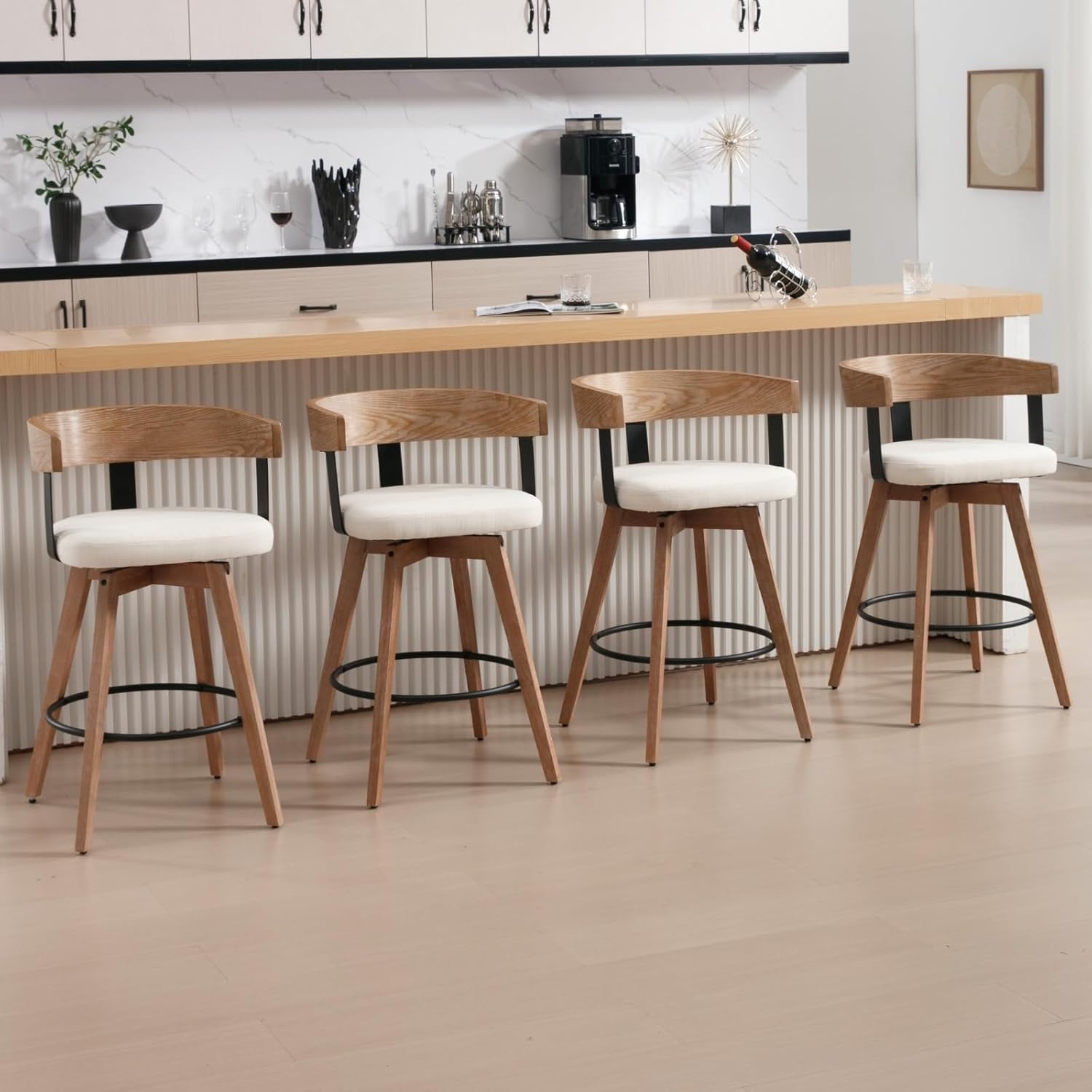 Amazon.com: DUOMAY Swivel Bar Stools Set of 4-26" Counter Height Bar ...
