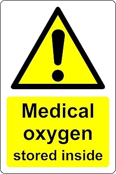 Medical oxygen stored inside Safety sign - Self adhesive sticker (200mm ...