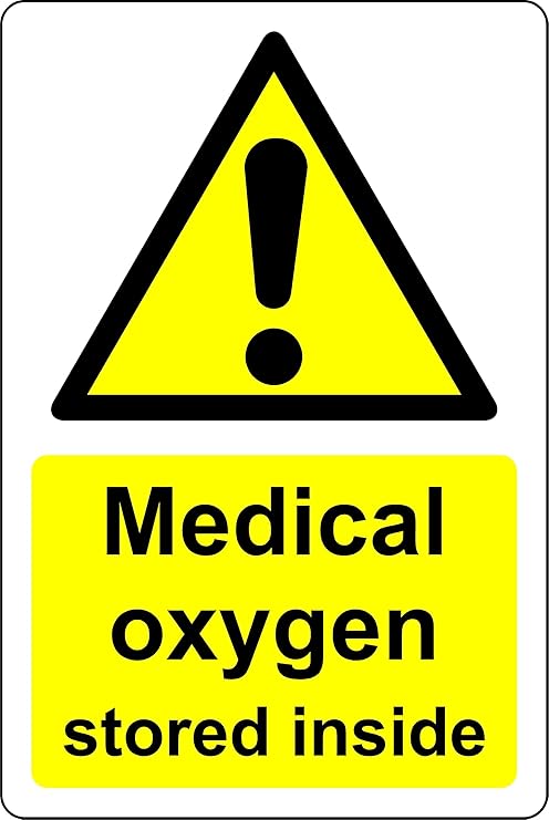 Medical oxygen stored inside Safety sign - 1mm Plastic sign (200mm x ...