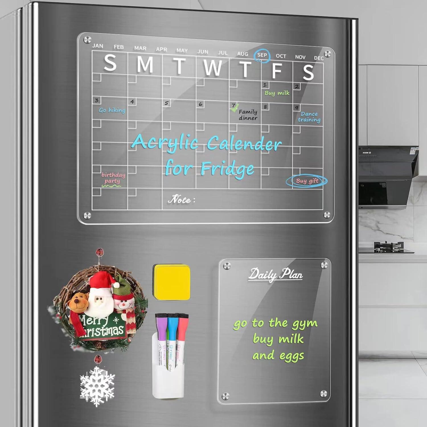 Amazon.com: Magnetic Acrylic Calendar for Fridge 16"x12"Clear Fridge ...