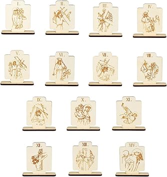 Amazon.com: Needzo Stations of The Cross Stand Set, Laser Cut Wooden ...