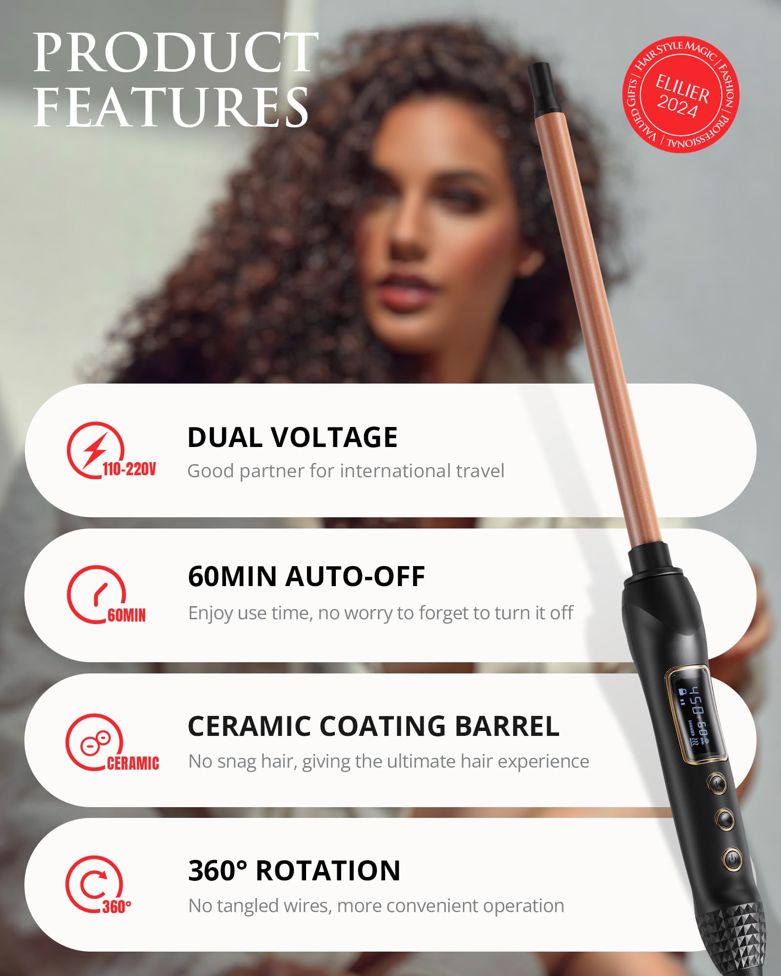 1/2 Inch Small Curling Iron, 13mm Tiny Curling Iron Wand Barrel for ...