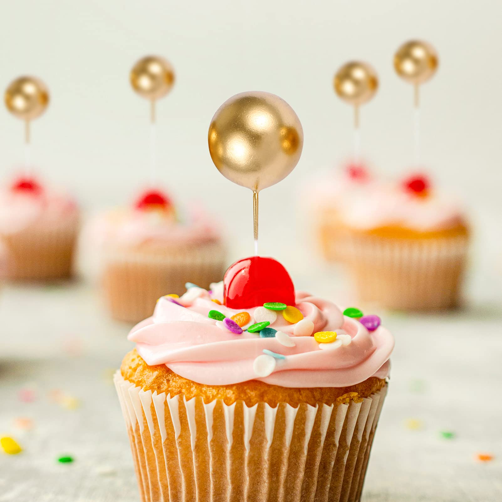 Snapklik.com : 20Pcs Balloon Cake Topper Gold Ball Cupcake Toppers Mini ...