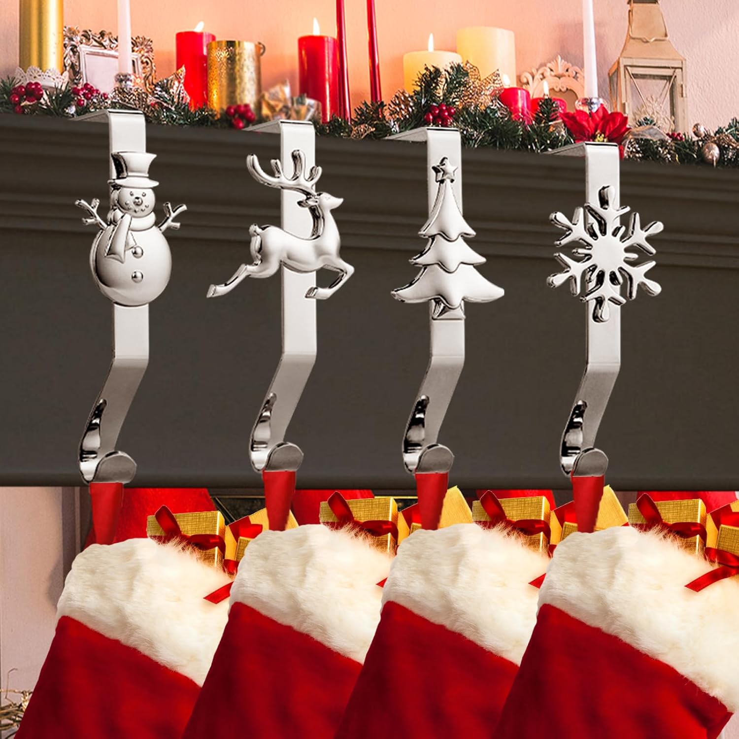 Amazon.com: Christmas Stocking Holders for Mantle Set 4, Christmas ...