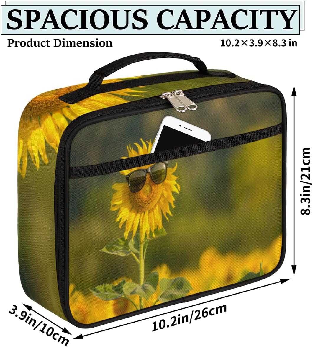 Lonchera con lentes de sol de girasol para niños pequeños, reutilizable ...