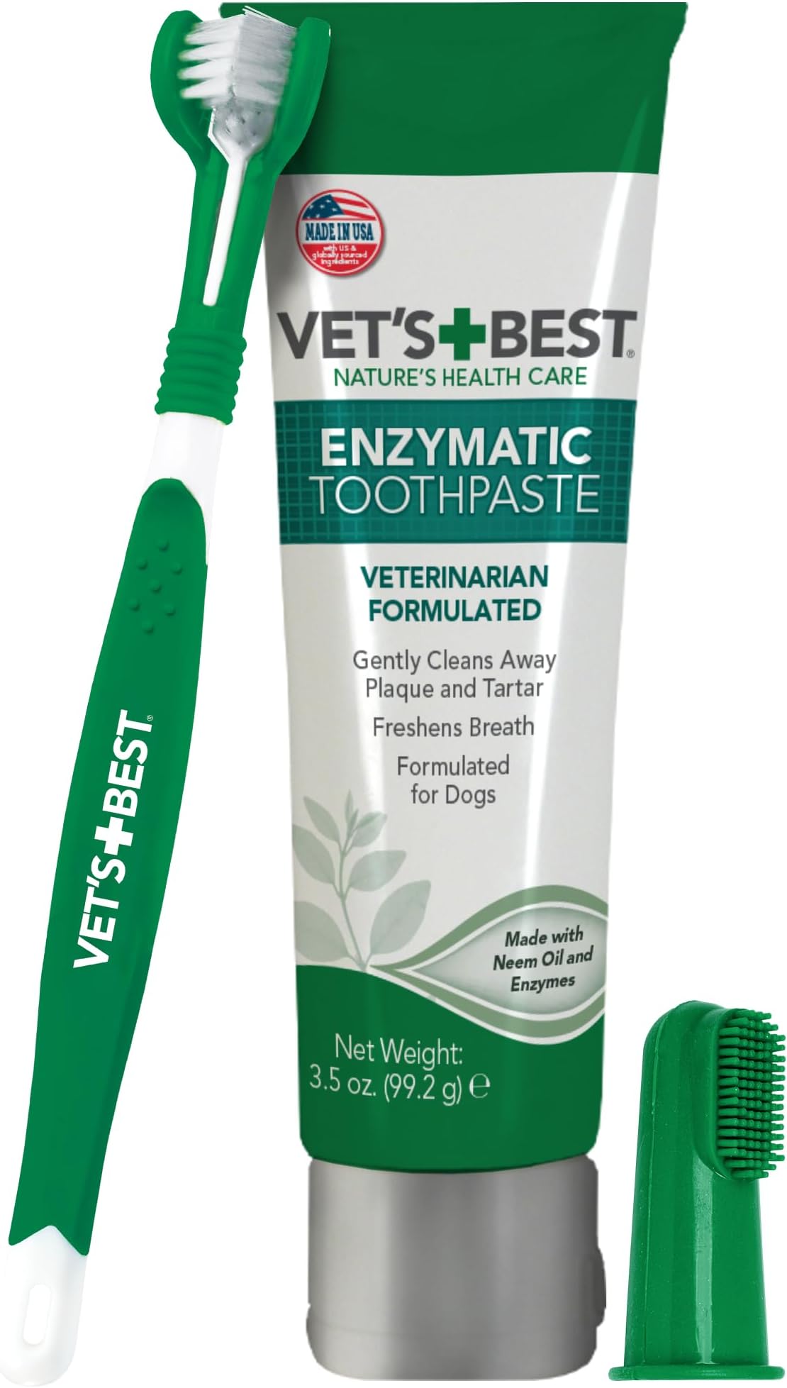 Vet’s Best Dog Toothbrush and Enzymatic Toothpaste Set | Teeth Cleaning ...