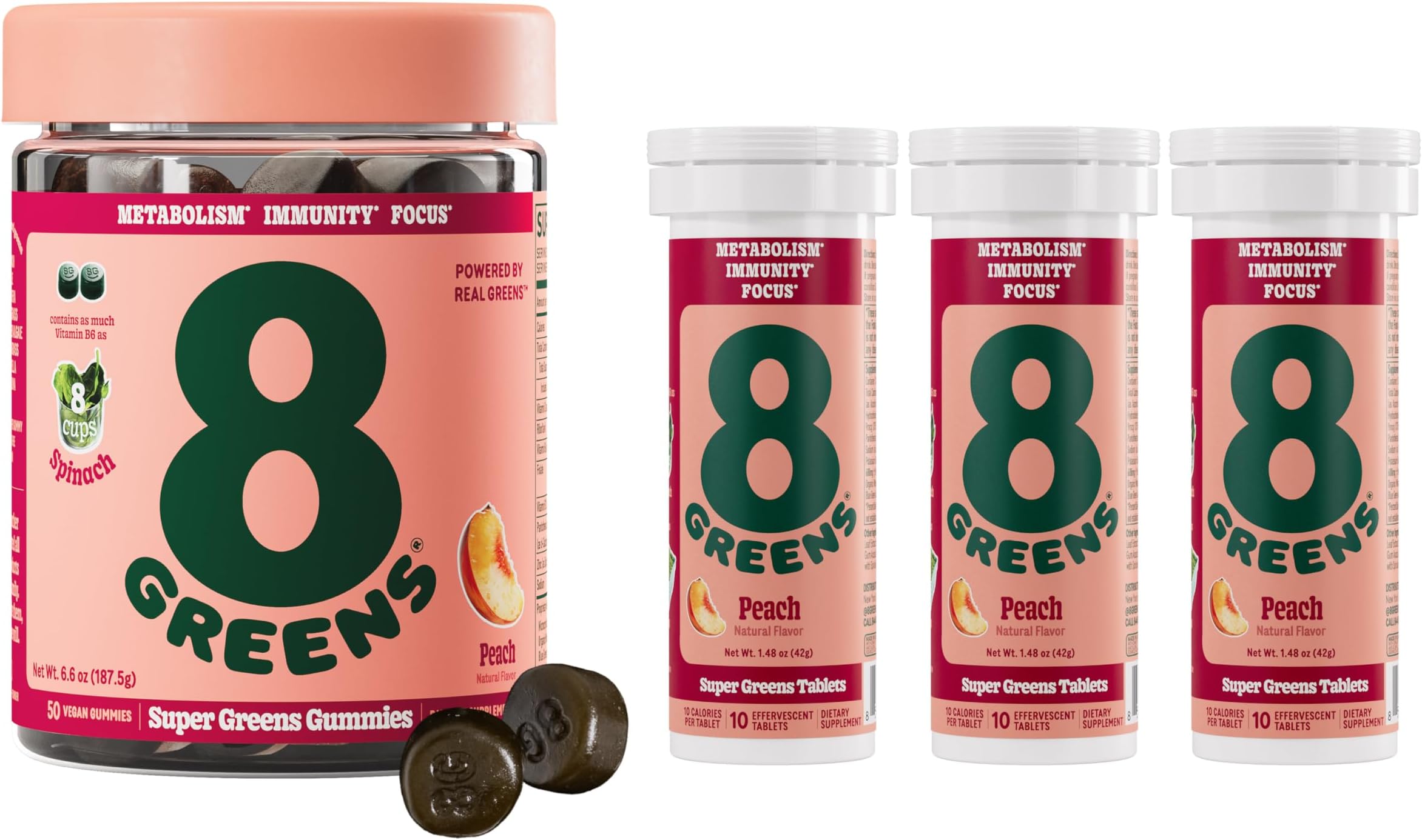 Amazon.com: 8Greens Daily Greens Gummies and Effervescent Tablets ...